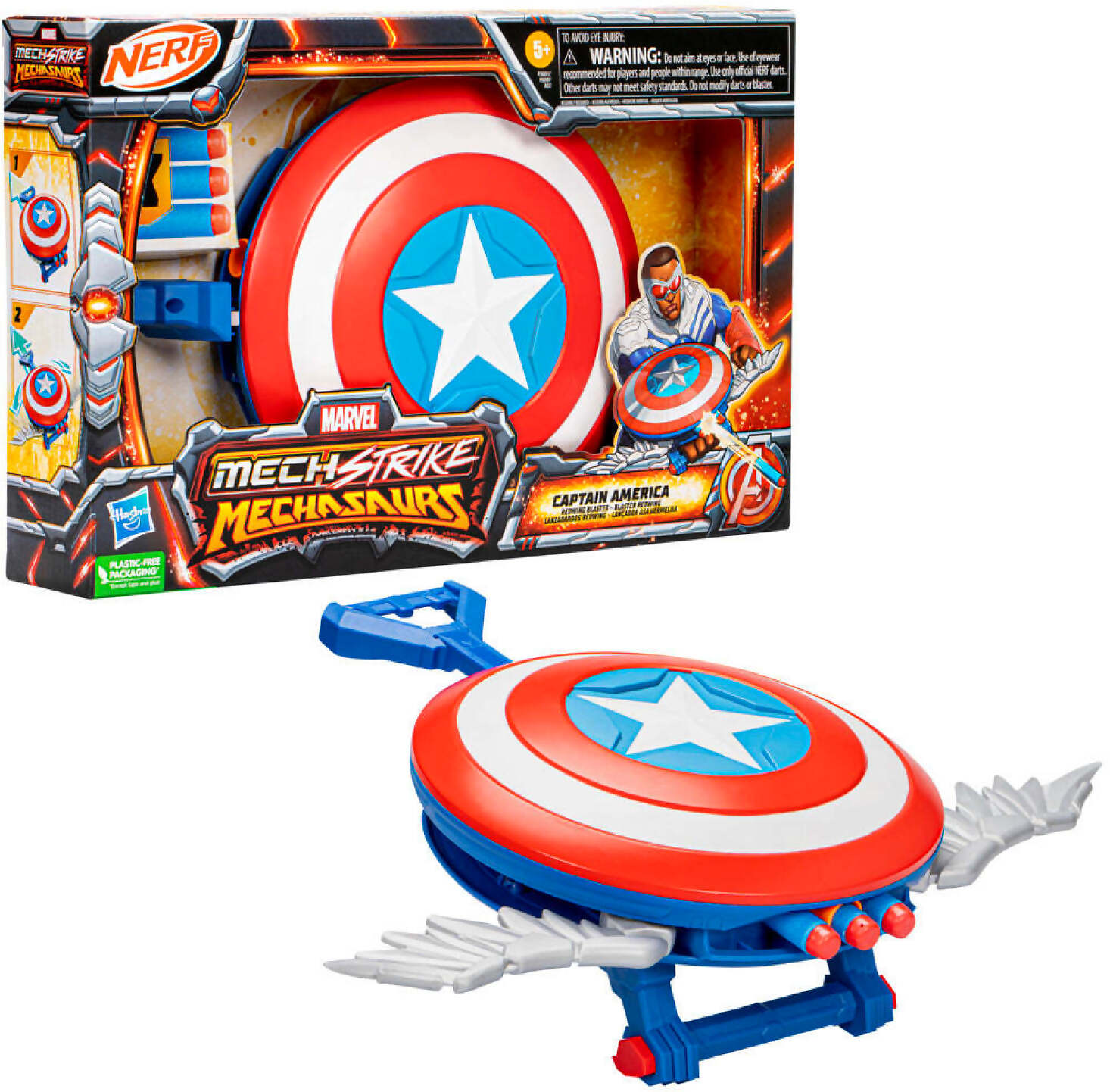 Marvel – Nerf Mech Strike Mechasaurs Captain America Redwing Blaster ...