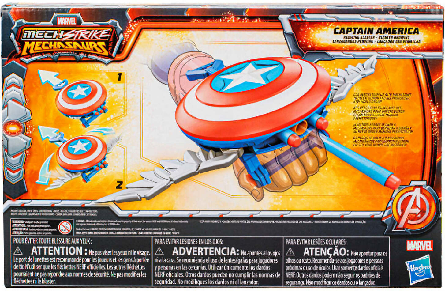 Marvel – Nerf Mech Strike Mechasaurs Captain America Redwing Blaster ...