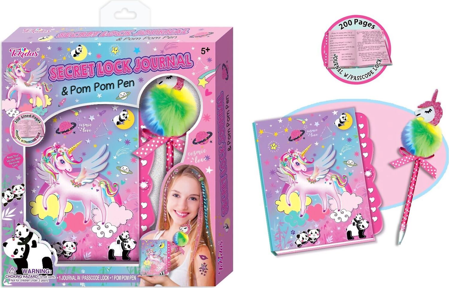 Cotton Candy – Secret Lock Journal & Pom Pom Pen Set – Tates Toys ...