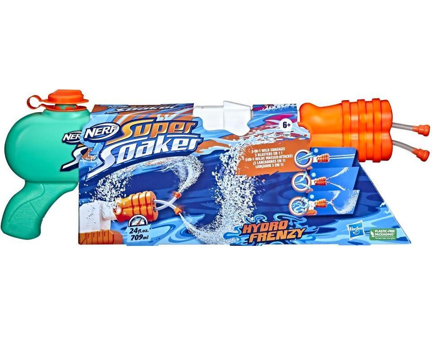 Nerf – Super Soaker Hydro Frenzy Water Blaster Wild 3-in-1 Soaking Fun ...