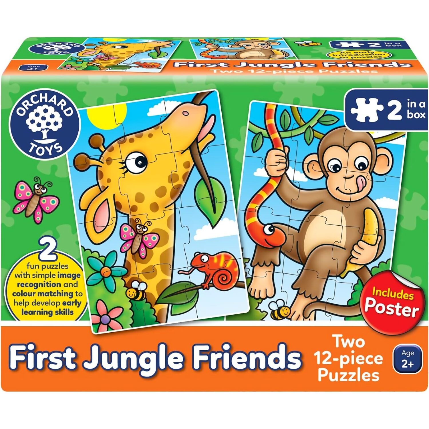 Orchard Toys – First Jungle Friends Jigsaw Puzzle 2 X 12 Pieces – Tates ...