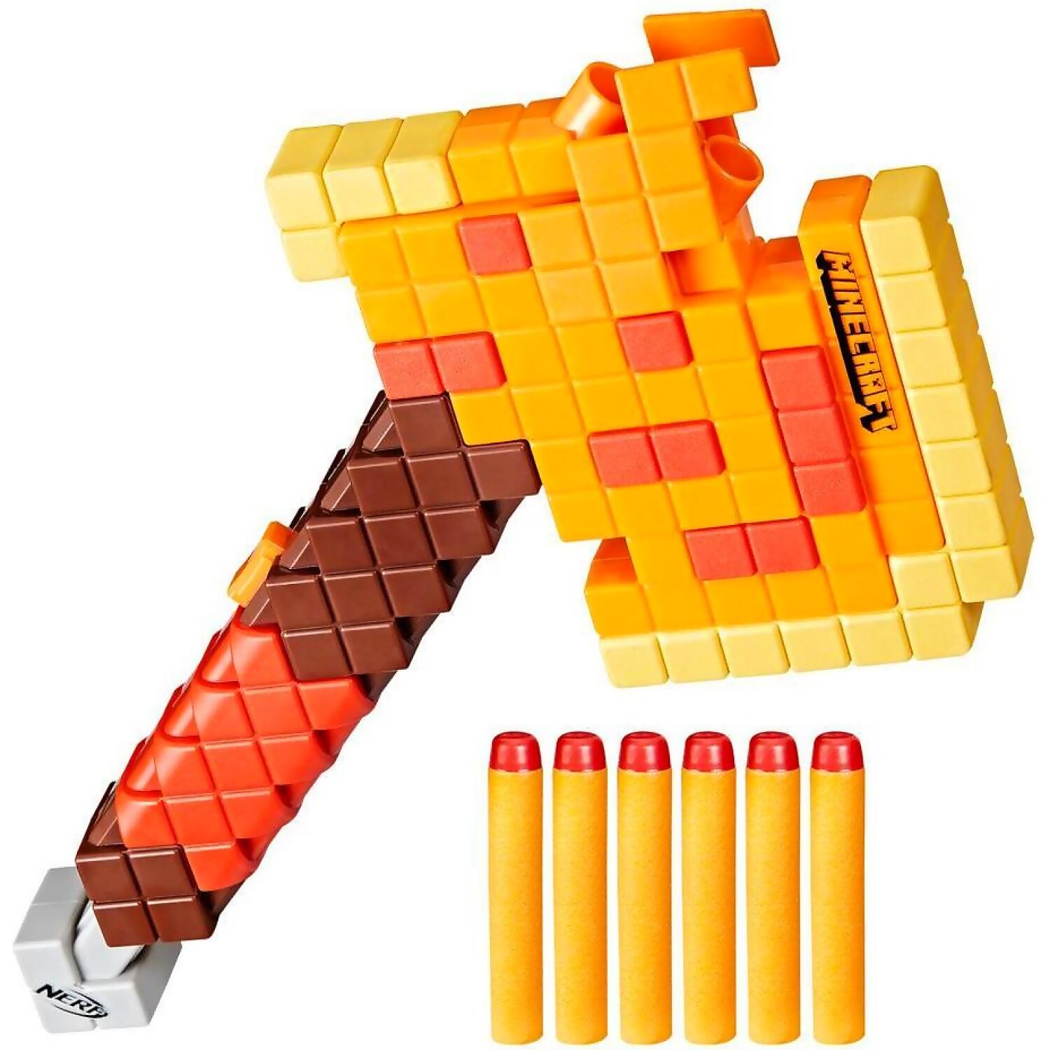 Nerf – Minecraft Firebrand Dart Blasting Axe 6 Nerf Elite Foam Darts ...
