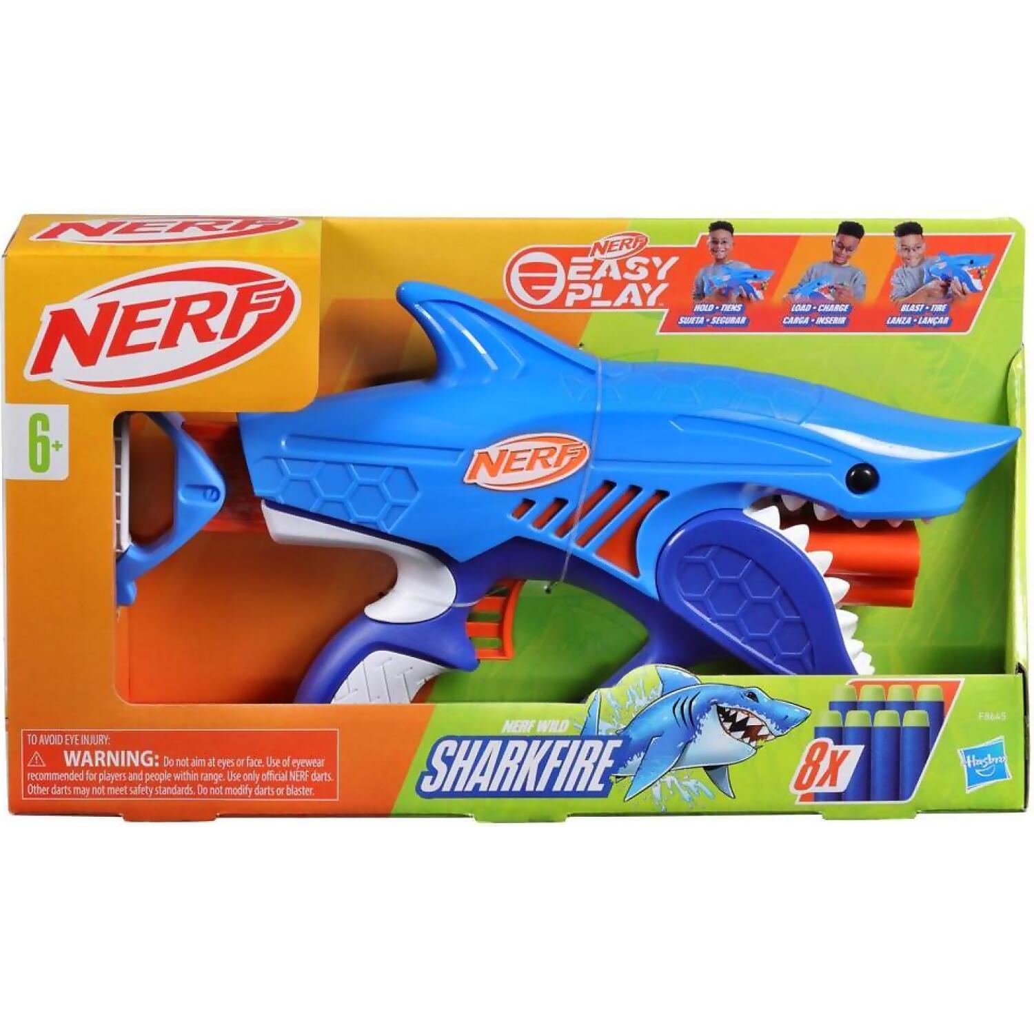 Nerf – Junior Wild Sharkfire Easy Play Dart Blaster With 8 Nerf Elite ...