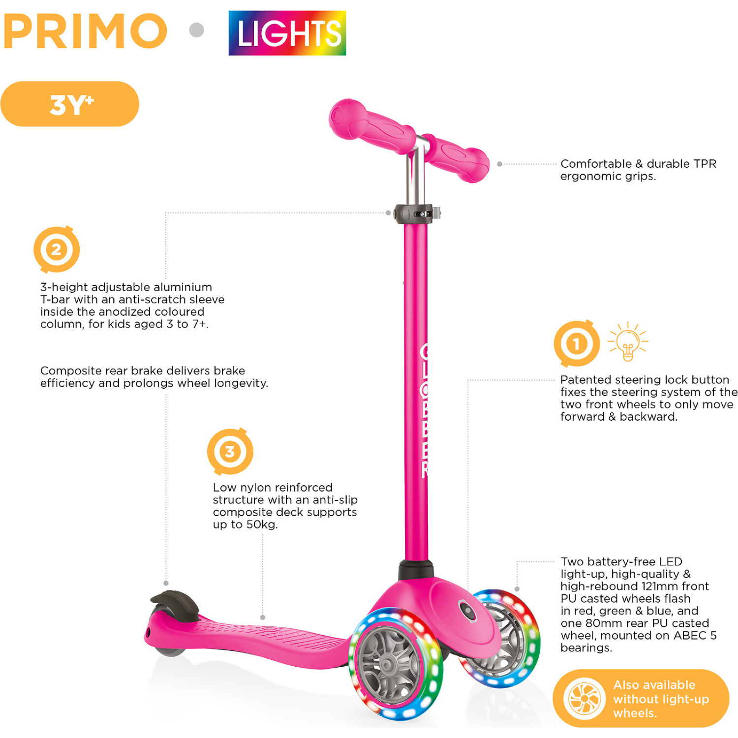 Globber – Primo Scooter Lights – Lime/blue – Tates Toys Australia – The ...