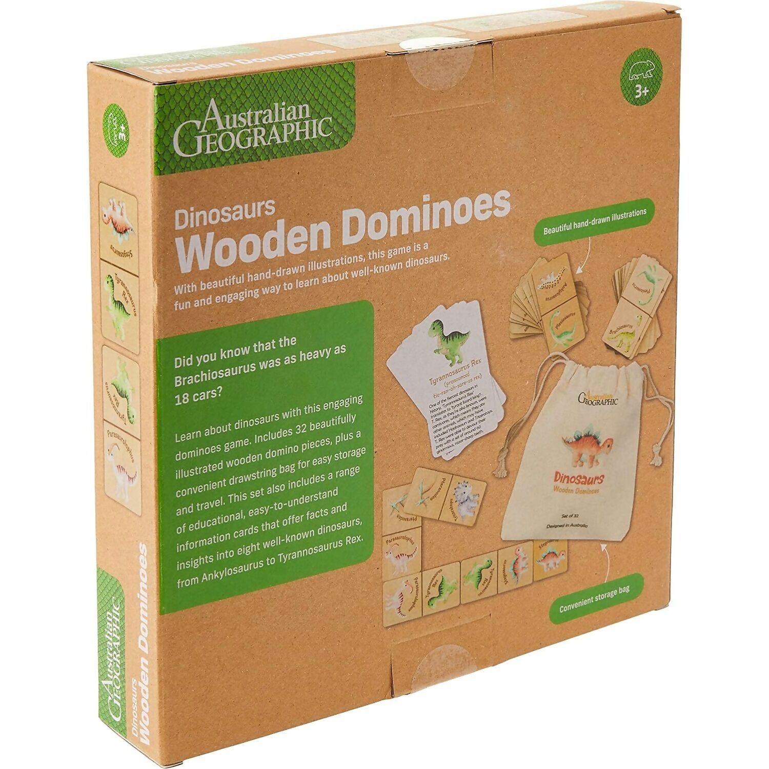 Australian Geographic – Dinosaurs Wooden Dominoes Game – Tates Toys ...